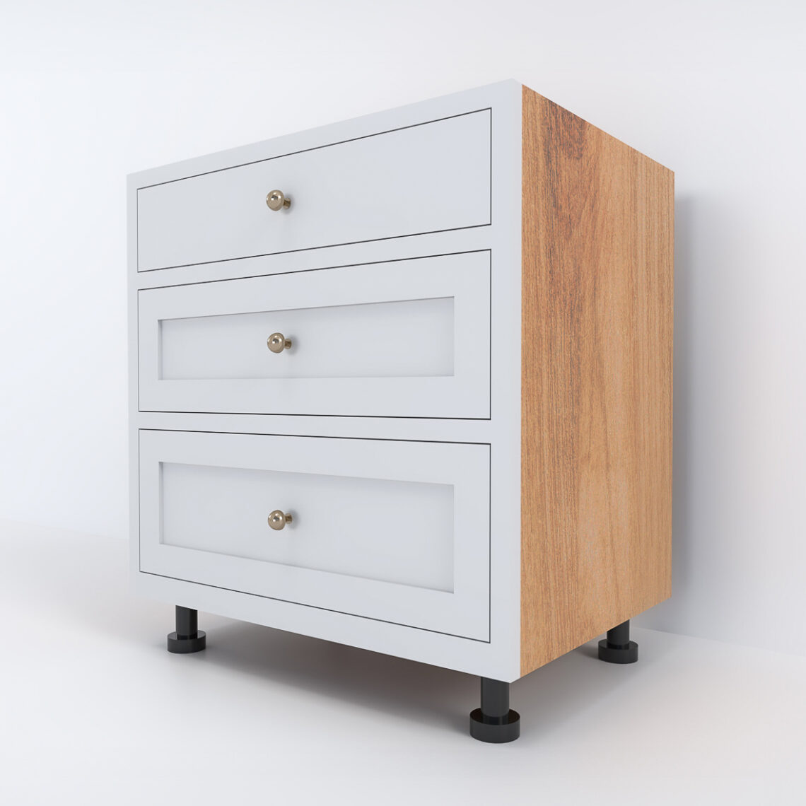 3 Drawer Base Cabinet | The White Kitchen Company